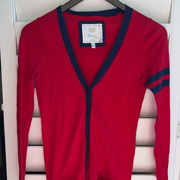 Heritage 1981 | Sweaters | Preppy Red Cardigan Button Down Sweater With ...